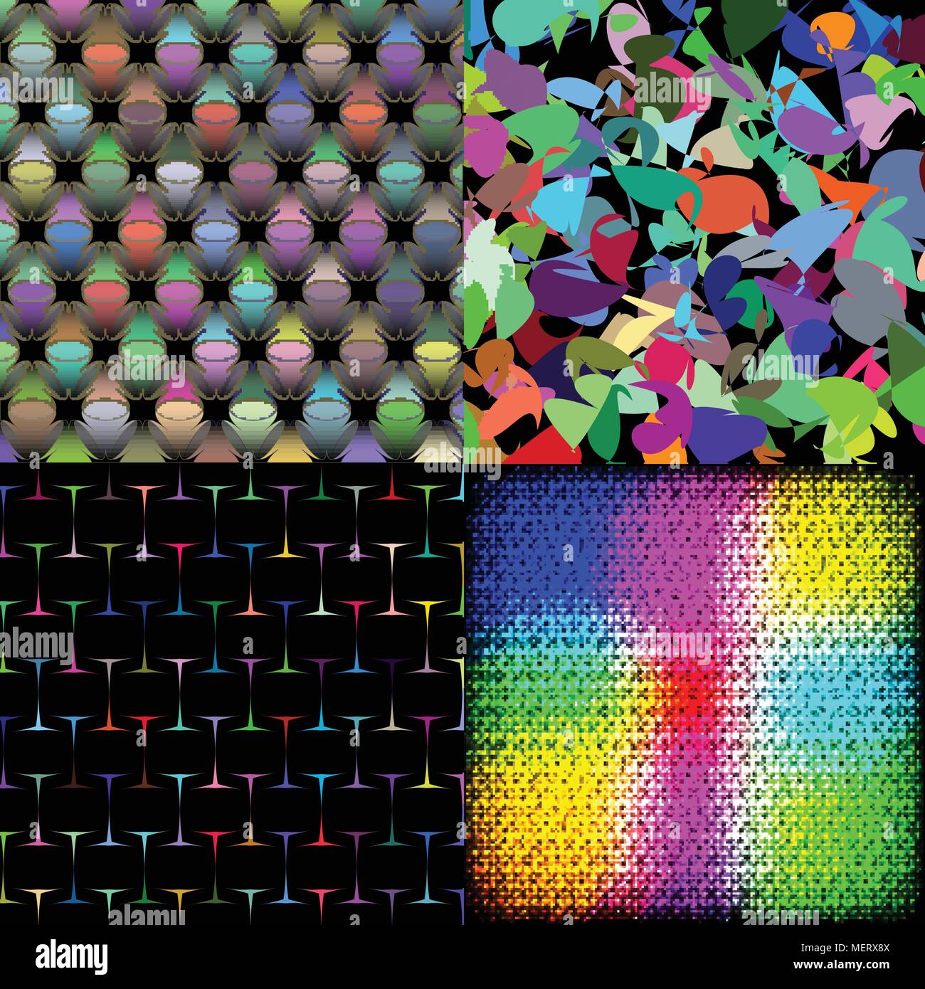 Set of texture of many small brightly colored figures. Vector ...