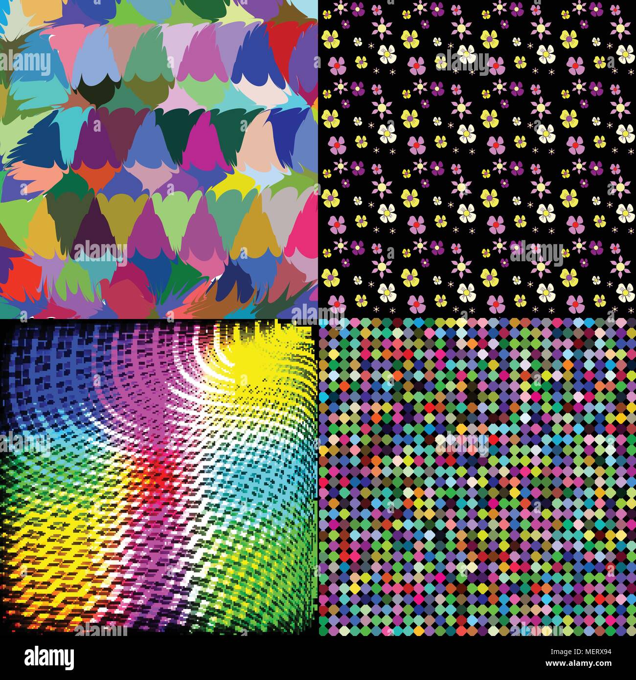 Set of texture of many small brightly colored figures. Vector ...