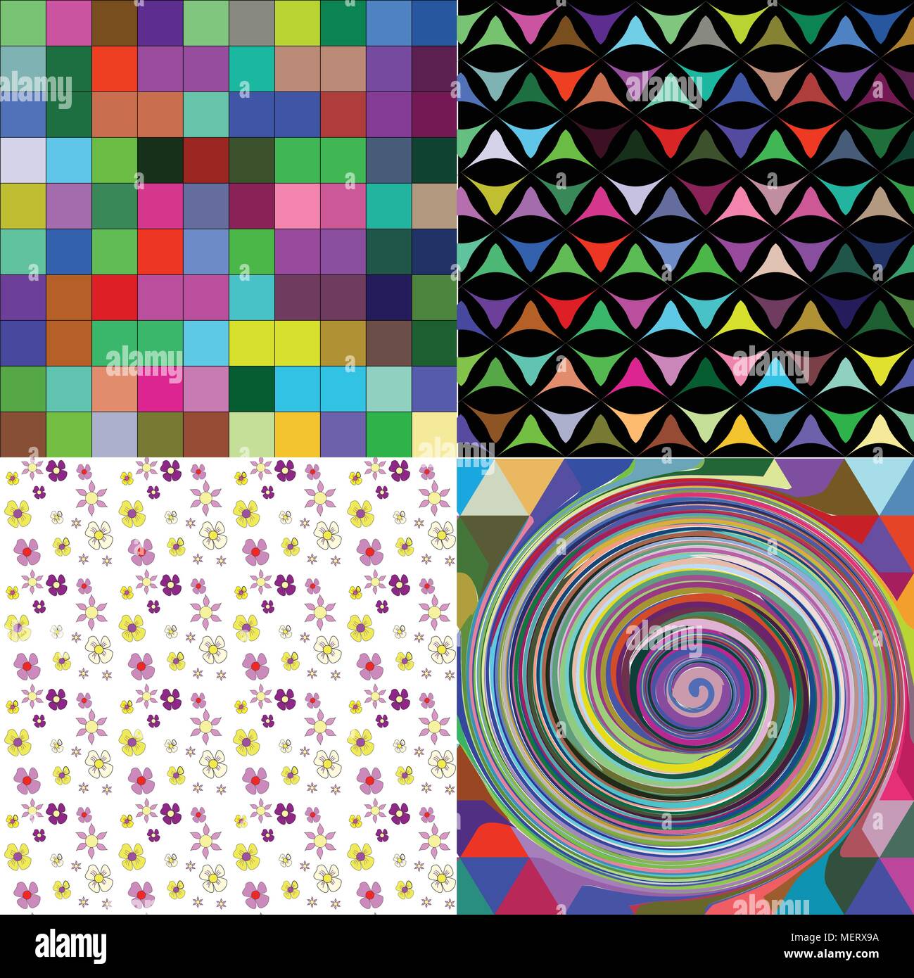 Set of texture of many small brightly colored figures. Vector ...