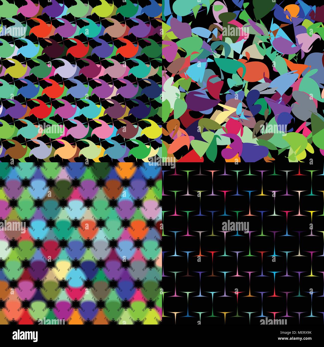 Set of texture of many small brightly colored figures. Vector ...