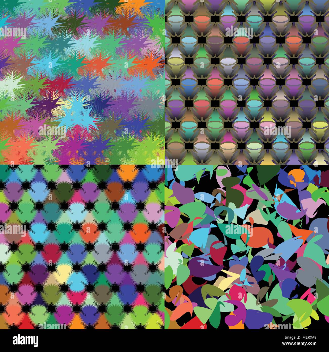 Set of texture of many small brightly colored figures. Vector ...