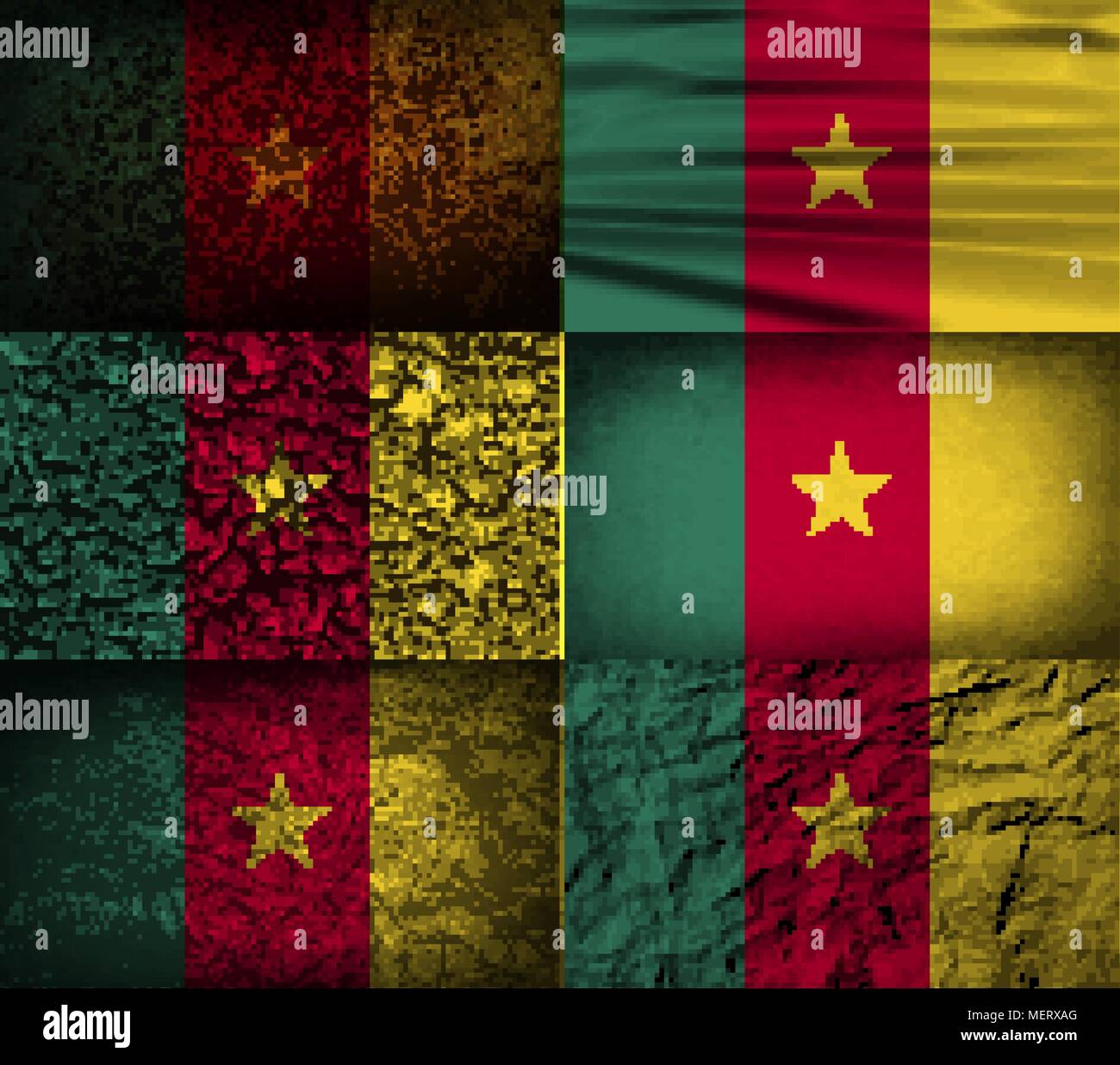 Flag of Cameroon with old texture. Vector illustration Stock Vector ...