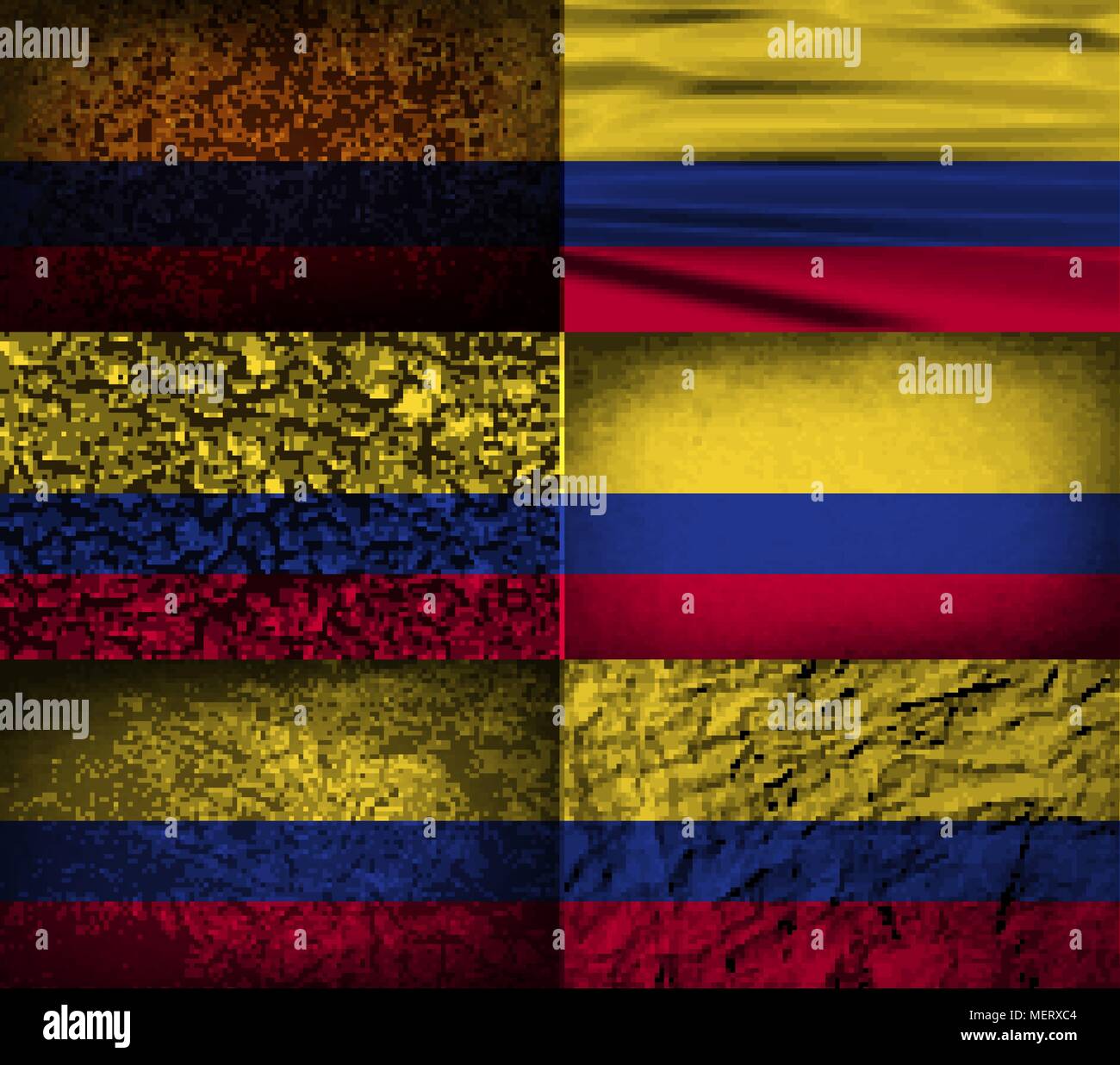 Flag of Colombia with old texture. Vector illustration Stock Vector ...