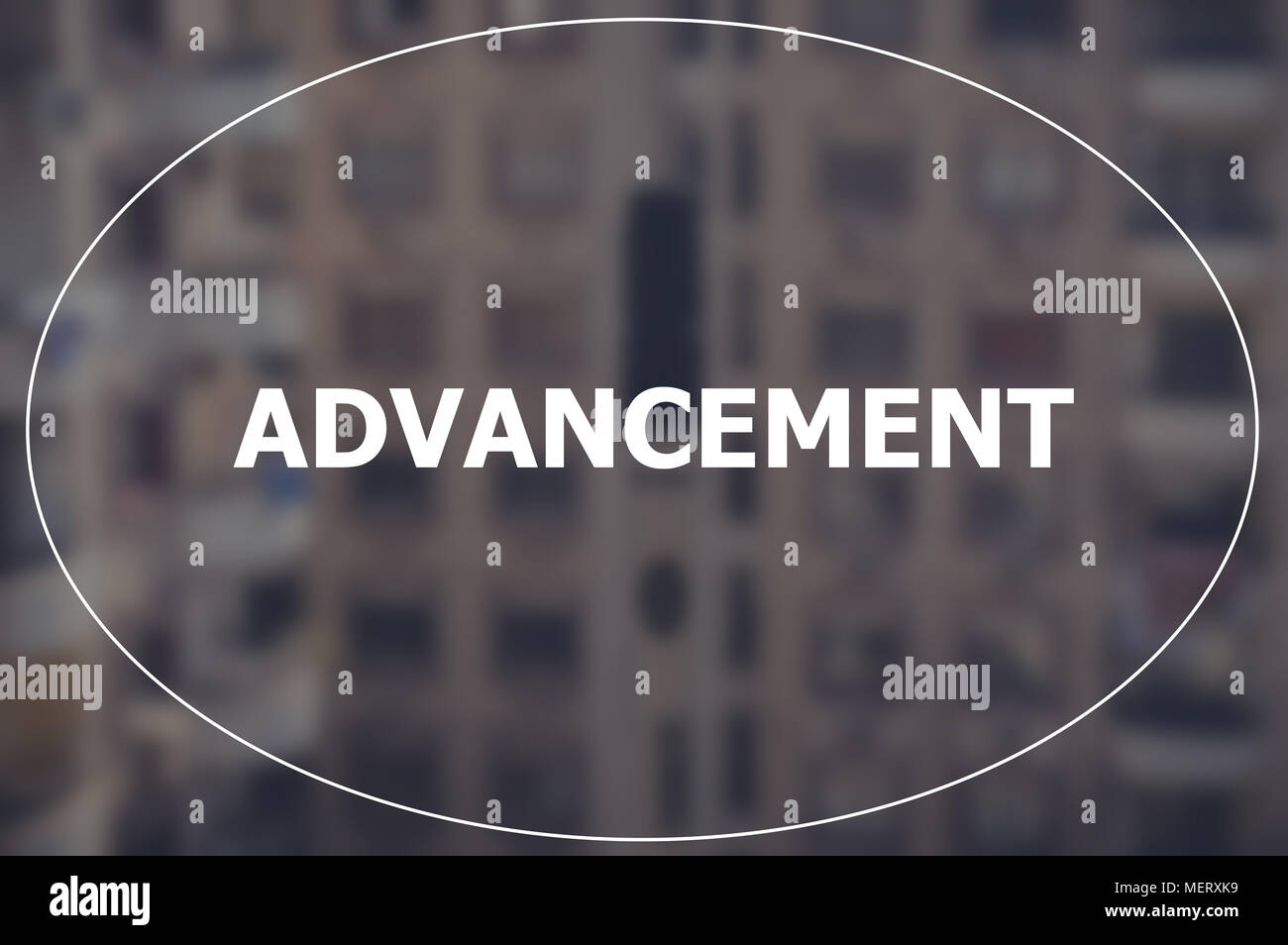 Advancement word with blurring business background Stock Photo - Alamy