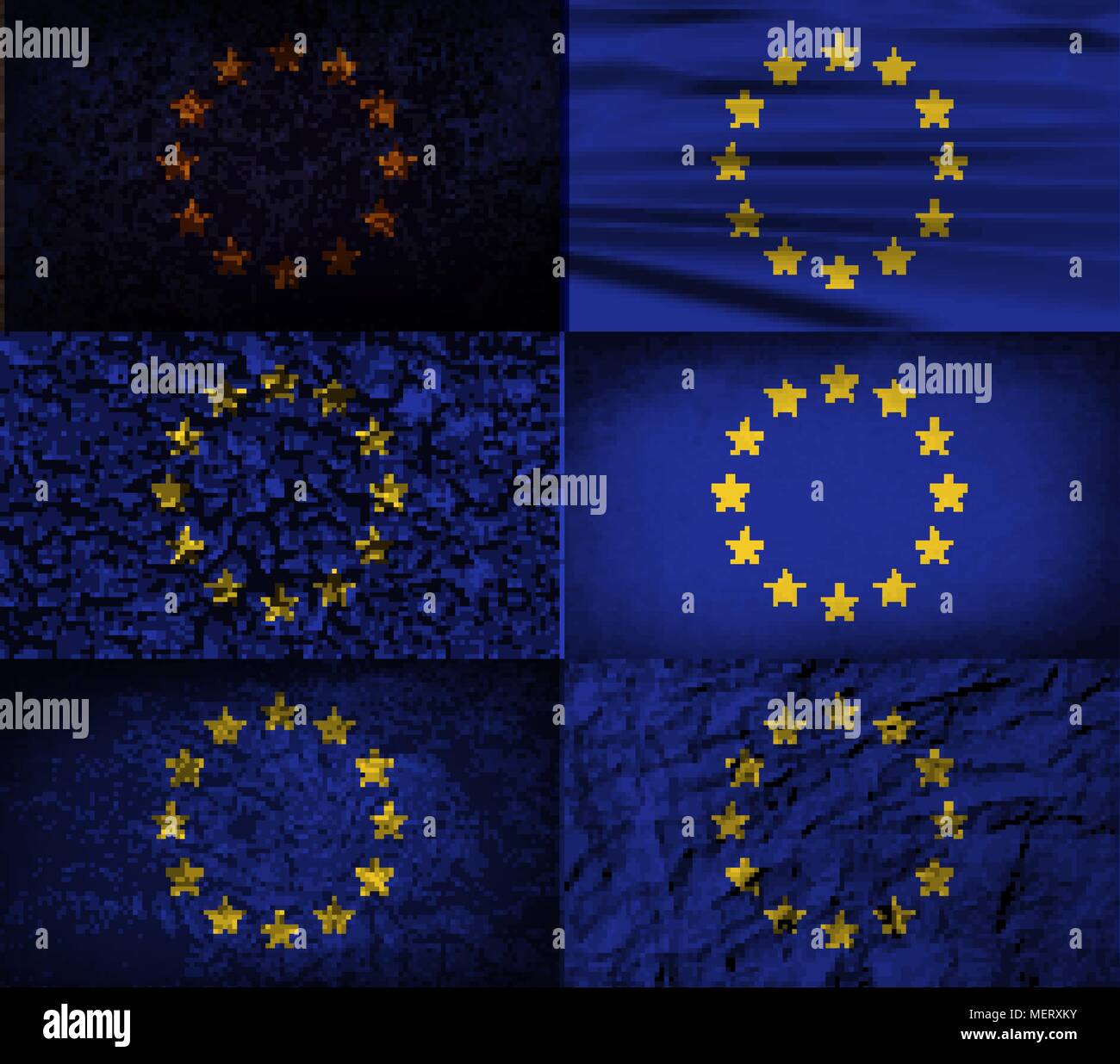 Flag of European Union with old texture. Vector illustration Stock ...