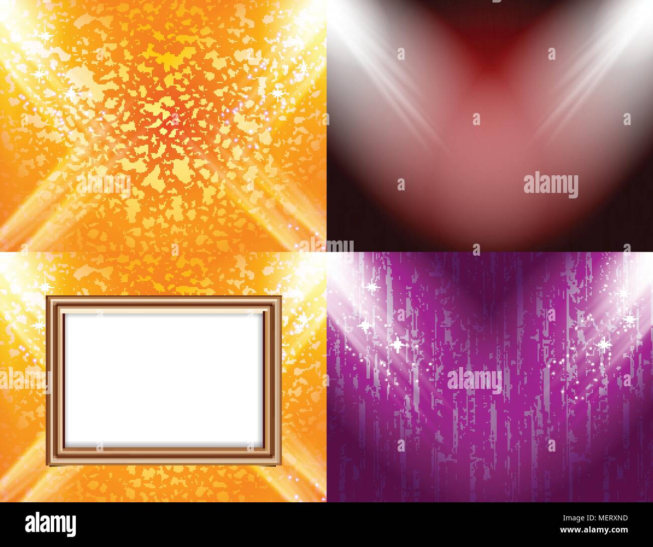 Set of Blank frame on a color wall lighting, abstract colored ...