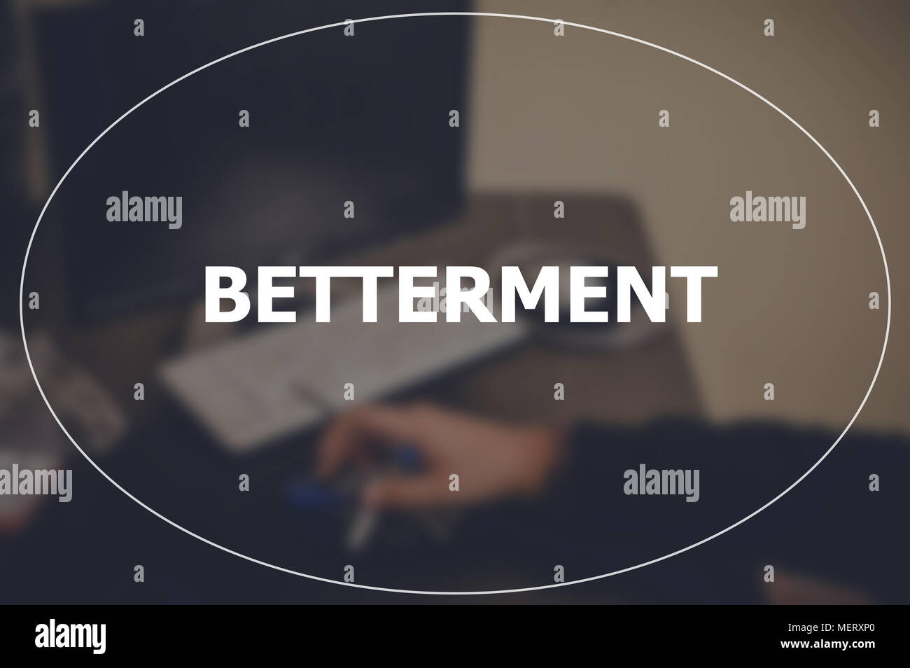 Betterment word with blurring business background Stock Photo - Alamy