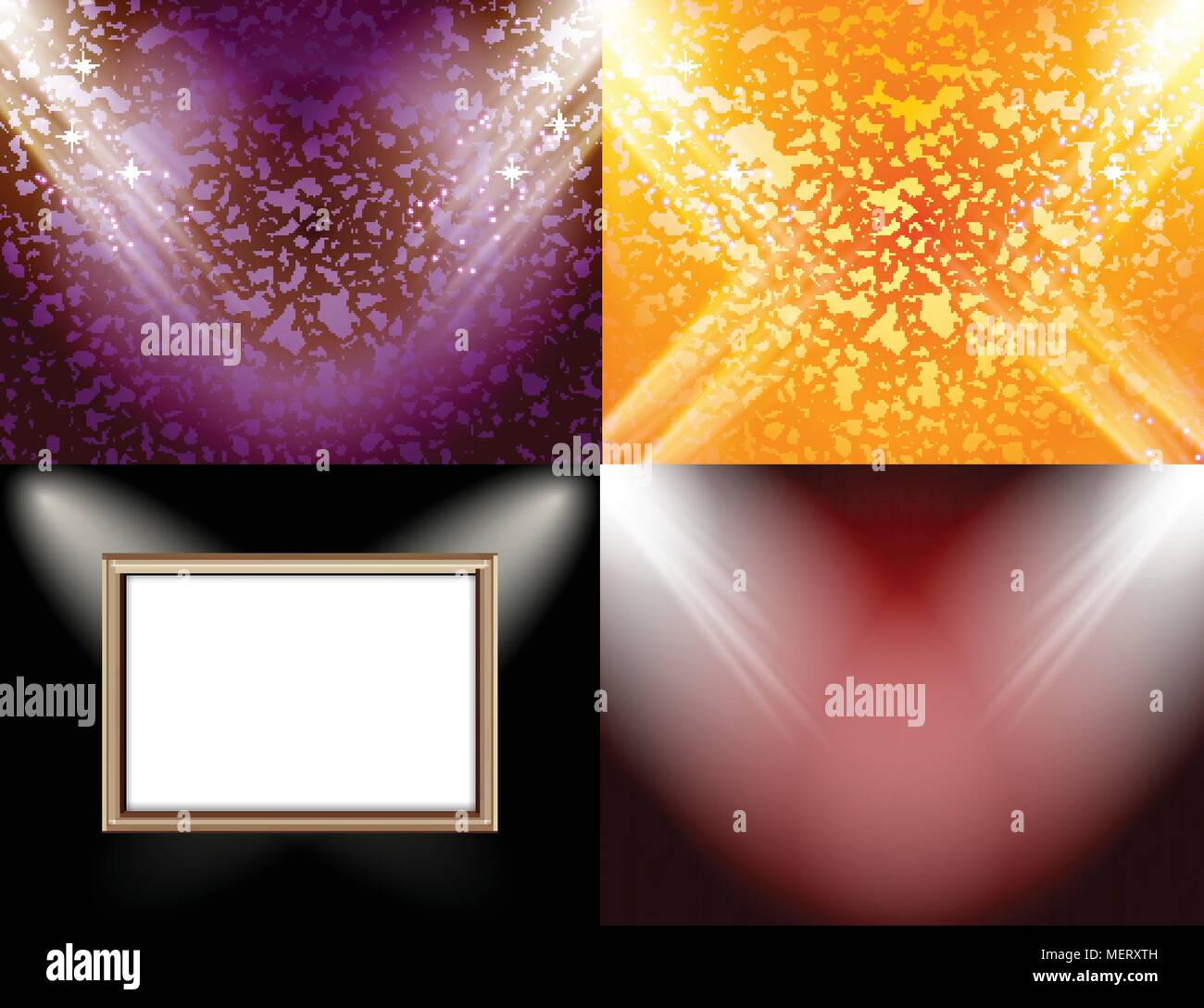 Set of Blank frame on a color wall lighting, abstract colored ...