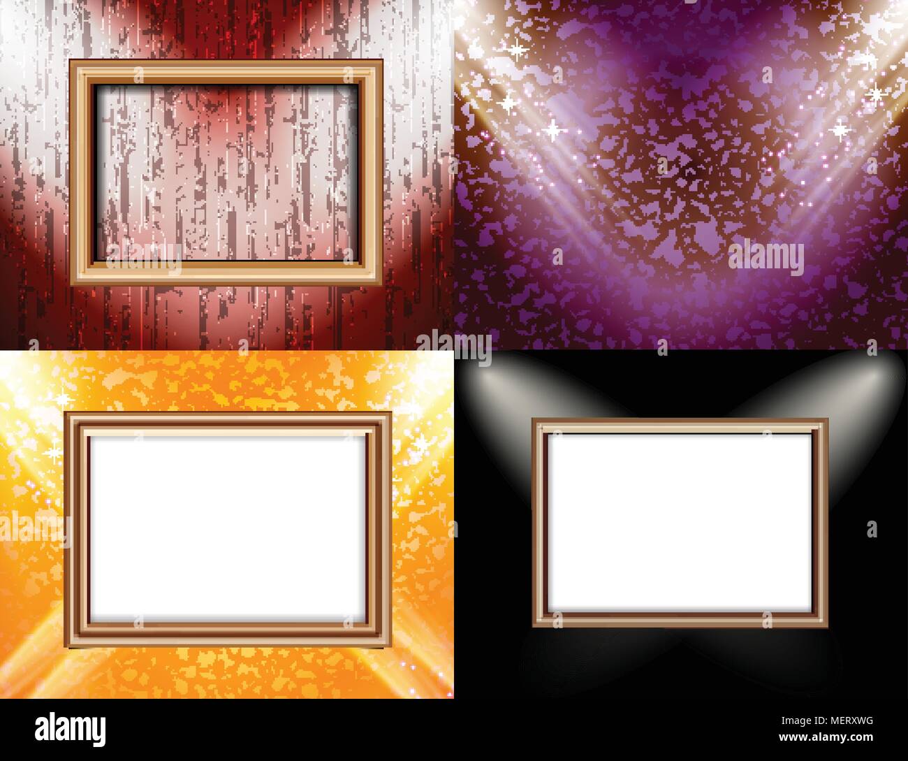 Set of Background with frames and spotlights. Vector illustration Stock ...