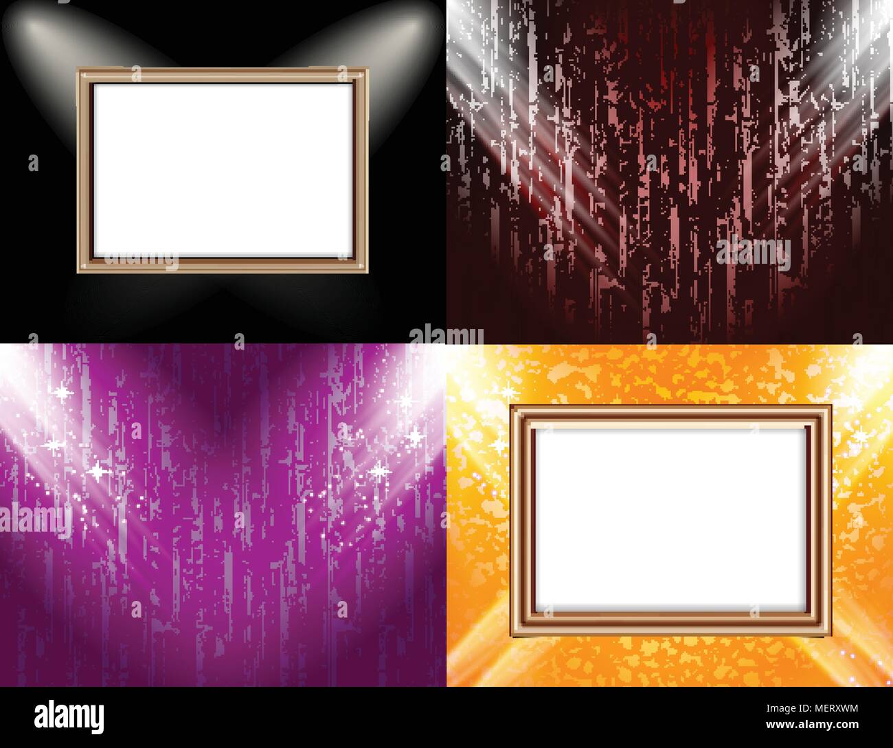 Set of Background with frames and spotlights. Vector illustration Stock ...