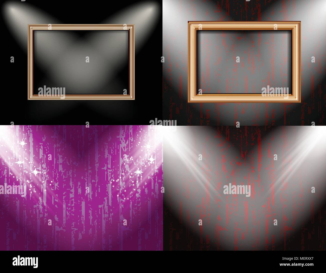 Set of Background with frames and spotlights. Vector illustration Stock ...