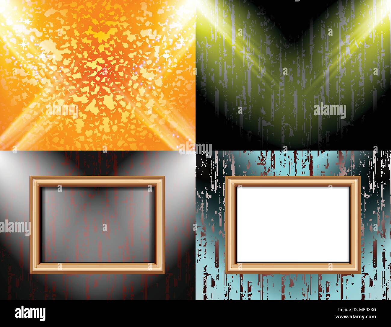 Set of Background with frames and spotlights. Vector illustration Stock ...