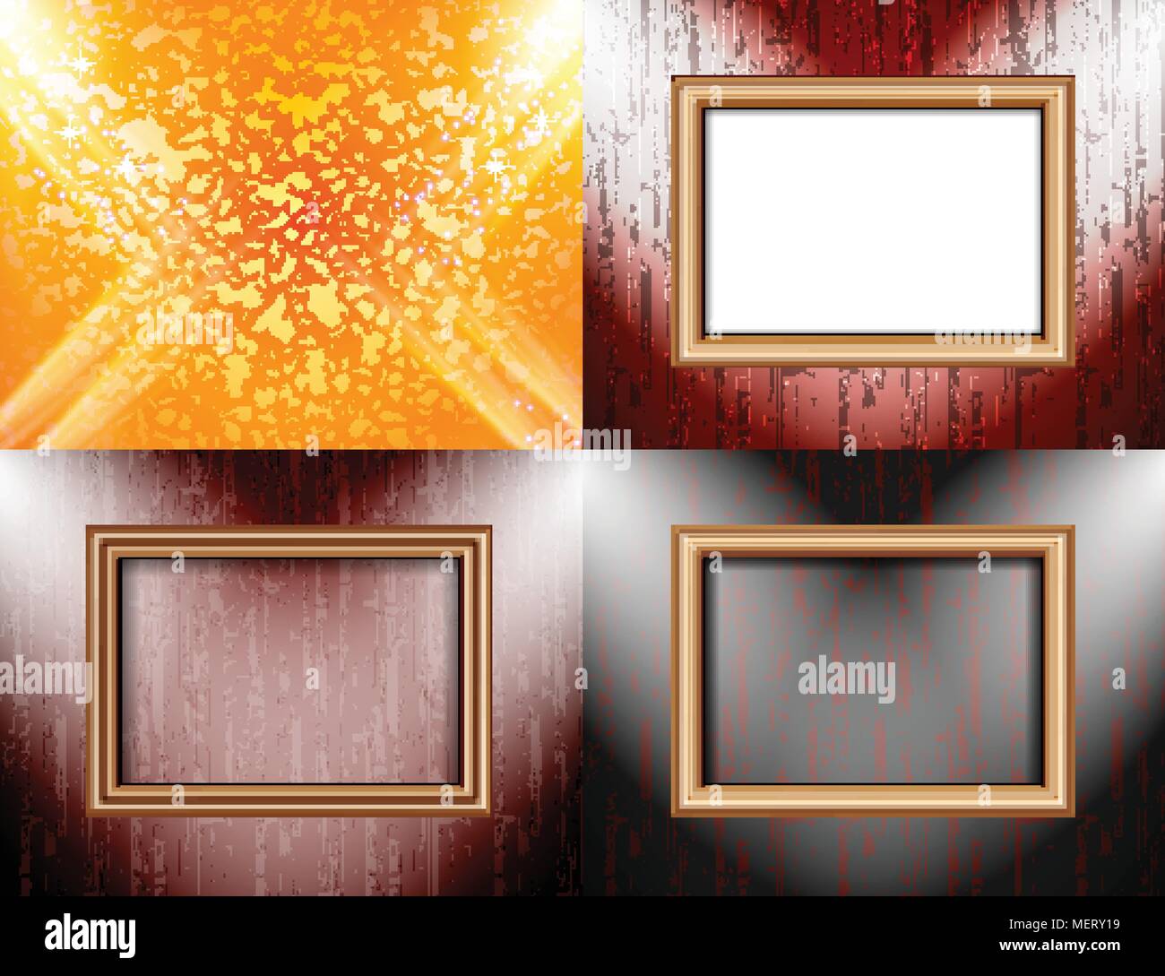 Set of Background with frames and spotlights. Vector illustration Stock ...