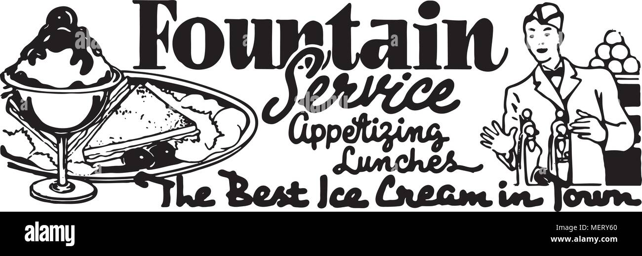 Fountain Service 3 - Retro Ad Art Banner Stock Vector Image & Art - Alamy