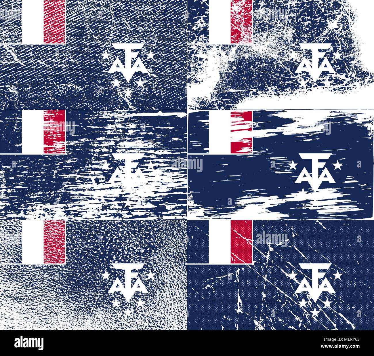 Flag of French Southern and Antarctic Lands with old texture. Vector ...