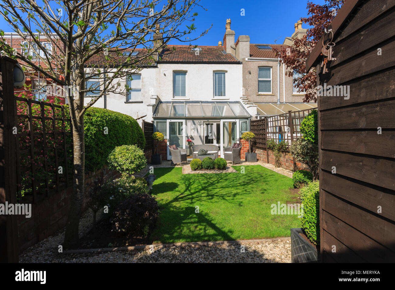 Back garden terraced house hi-res stock photography and images - Alamy