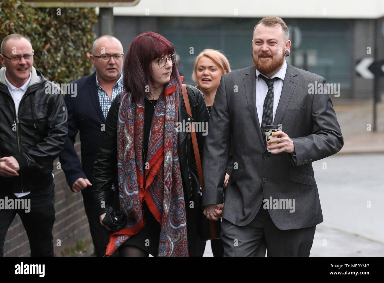 Mark Meechan (right) arrives at Airdrie Sheriff Court for sentencing ...