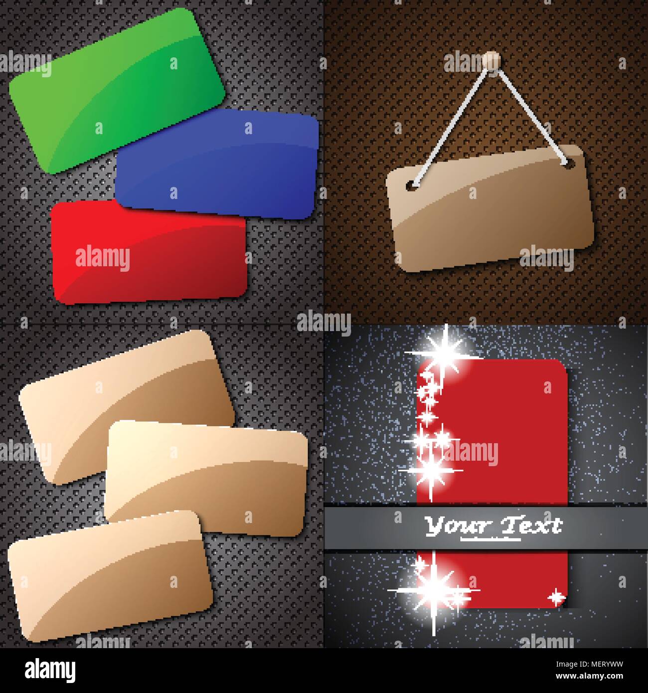 Set of Blank hanging sign for your text on an abstract background ...