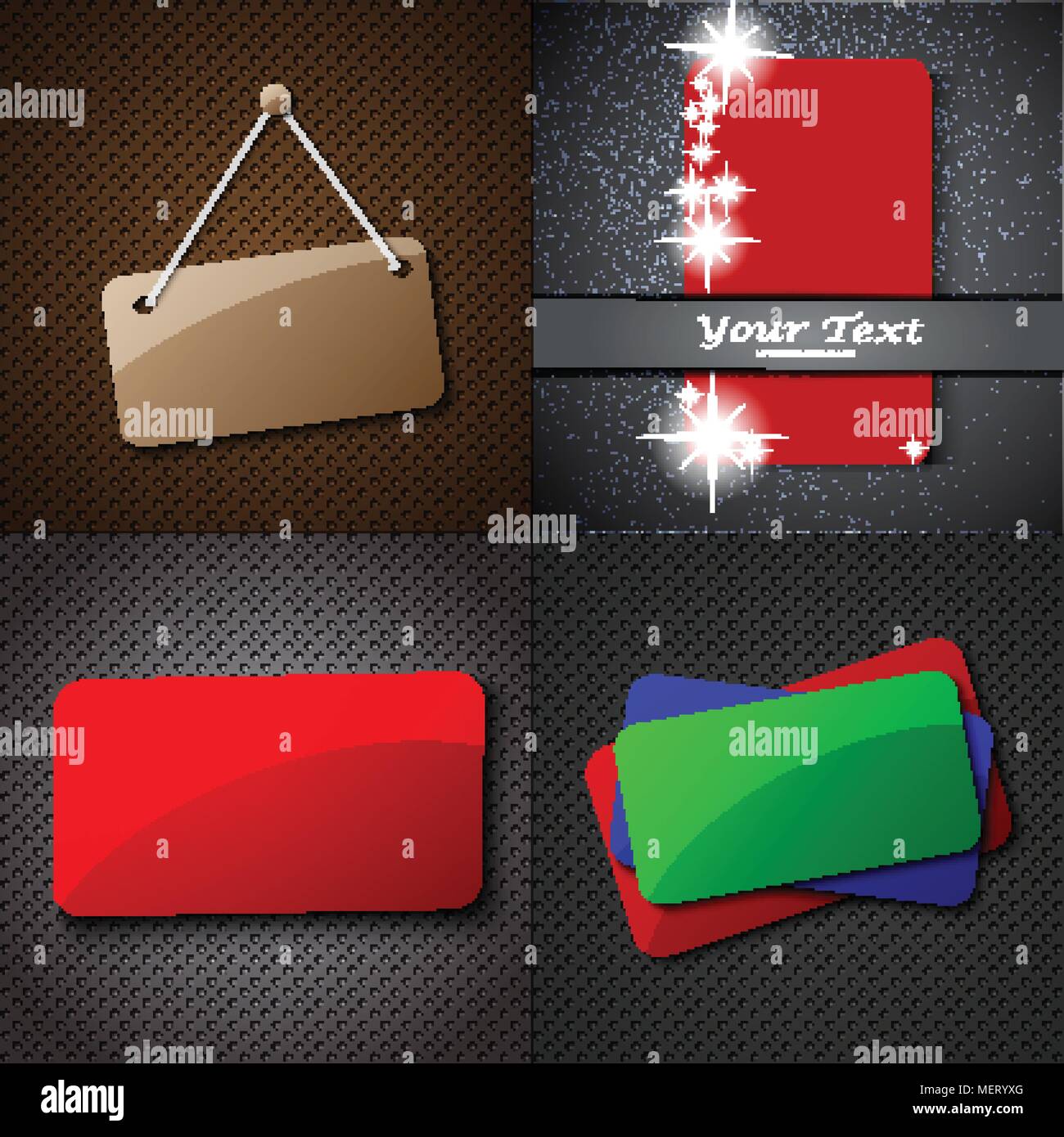 Set of Blank hanging sign for your text on an abstract background ...