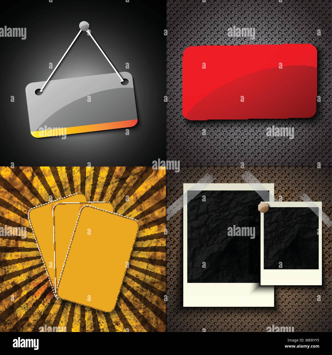 Set of Blank hanging sign for your text on an abstract background ...