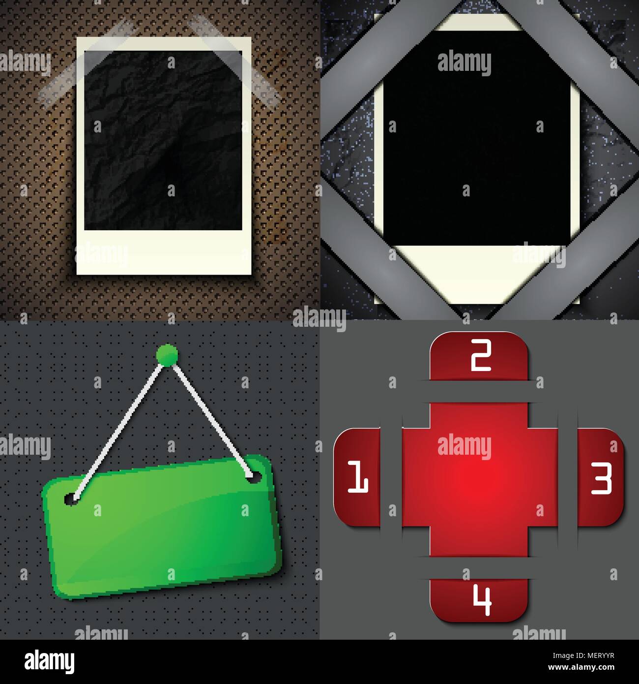 Set of Blank hanging sign for your text on an abstract background ...