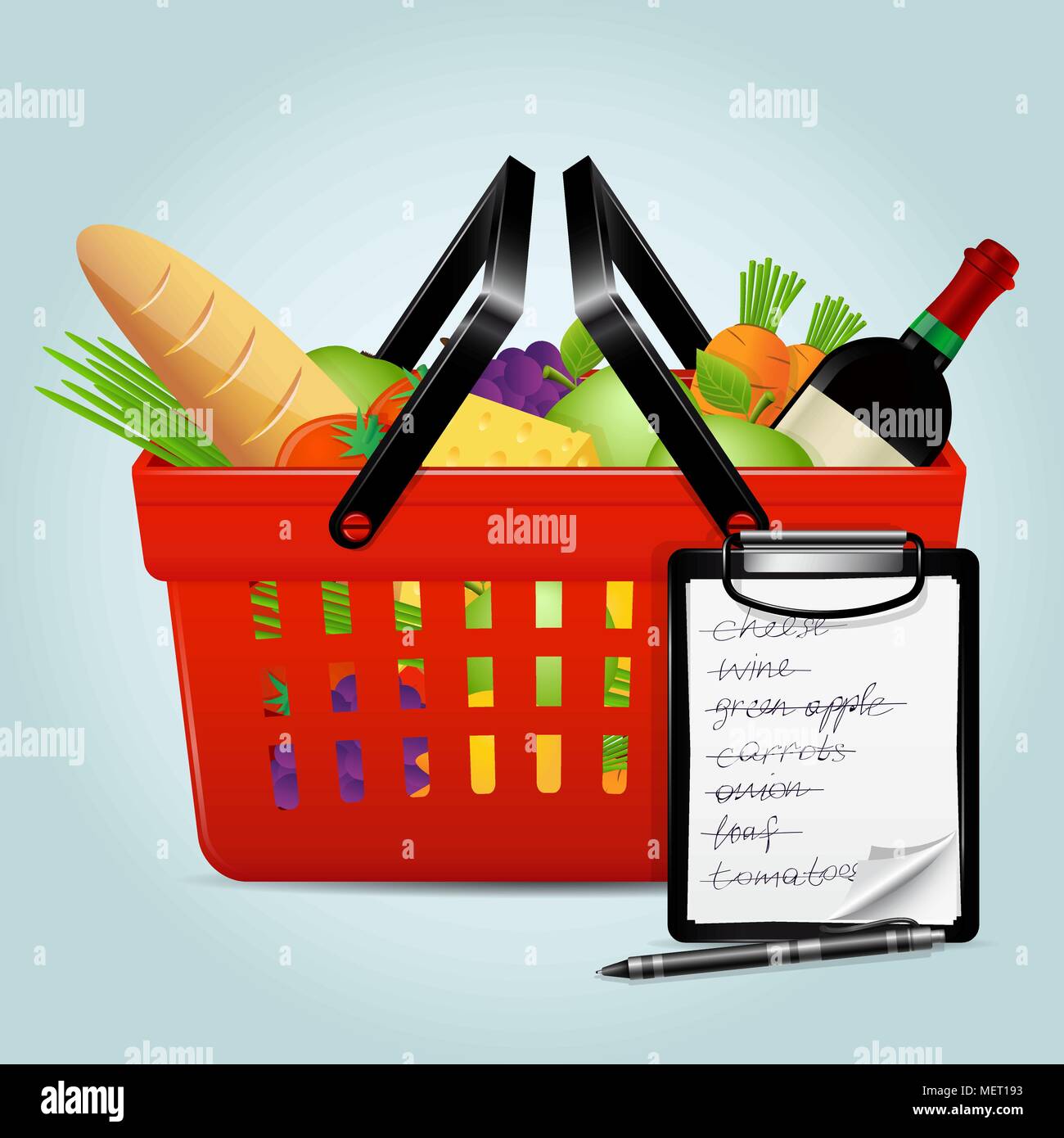 Shopping Basket With Foods With Shopping List Stock Vector Image Art shopping-basket-with-foods-with-shopping-list-stock-vector-image-art