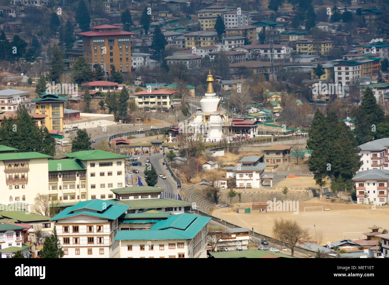View over city, from the south, Thimphu, Bhutan Stock Photo - Alamy