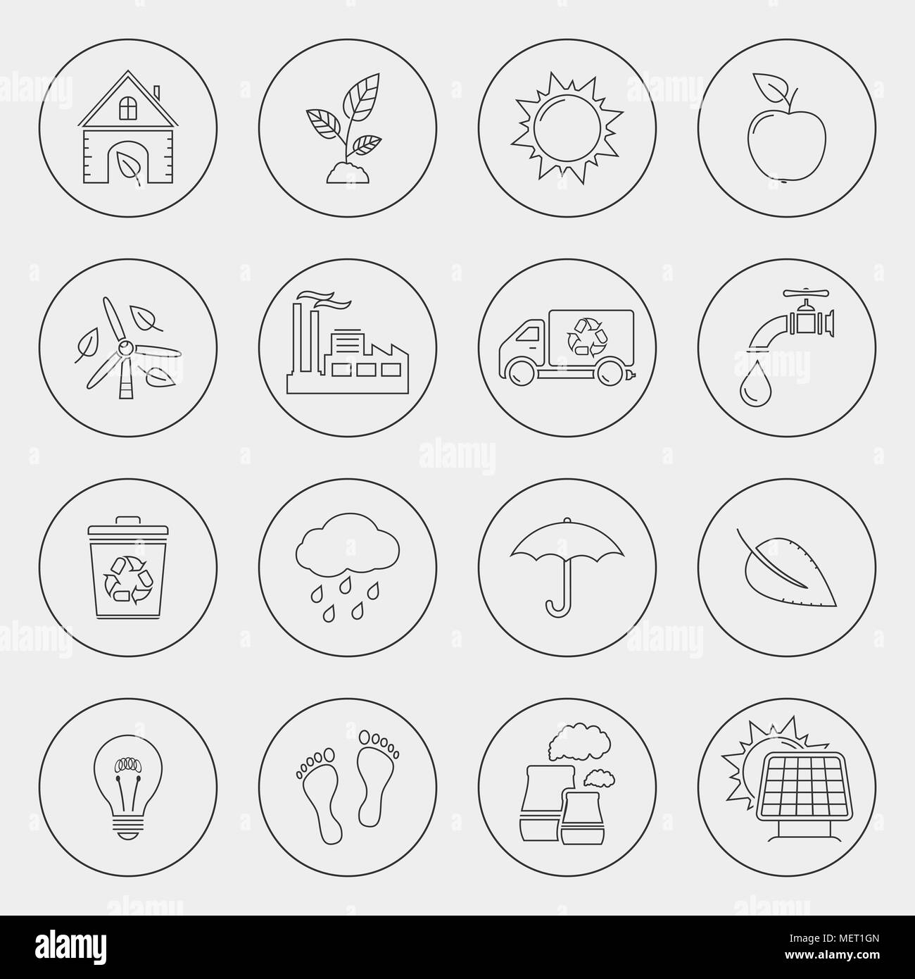 Ecology icons with circle line Stock Vector Image & Art - Alamy