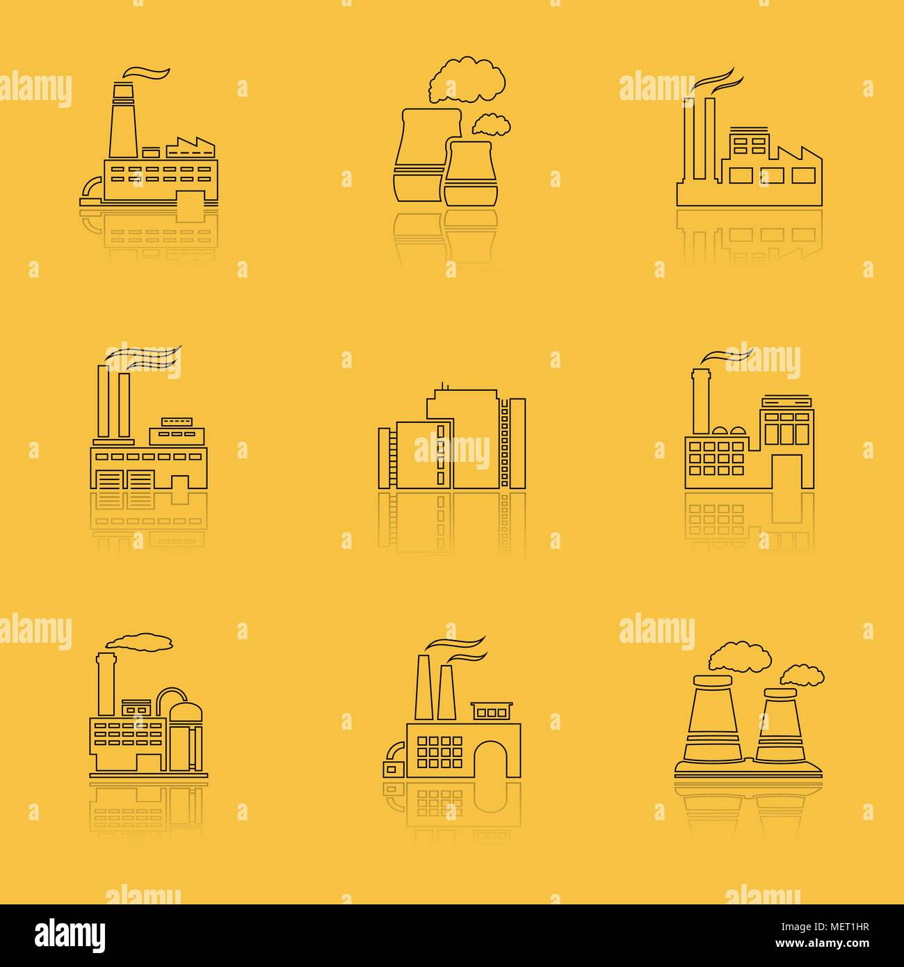 Industrial building factory flat icons hi-res stock photography and ...