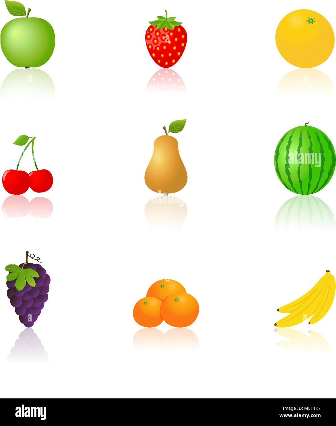 Fruits icons with reflection Stock Vector Image & Art - Alamy