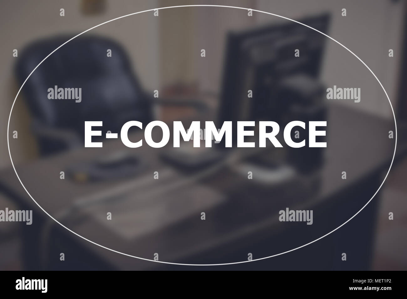 E-commerce word with blurring business background Stock Photo - Alamy