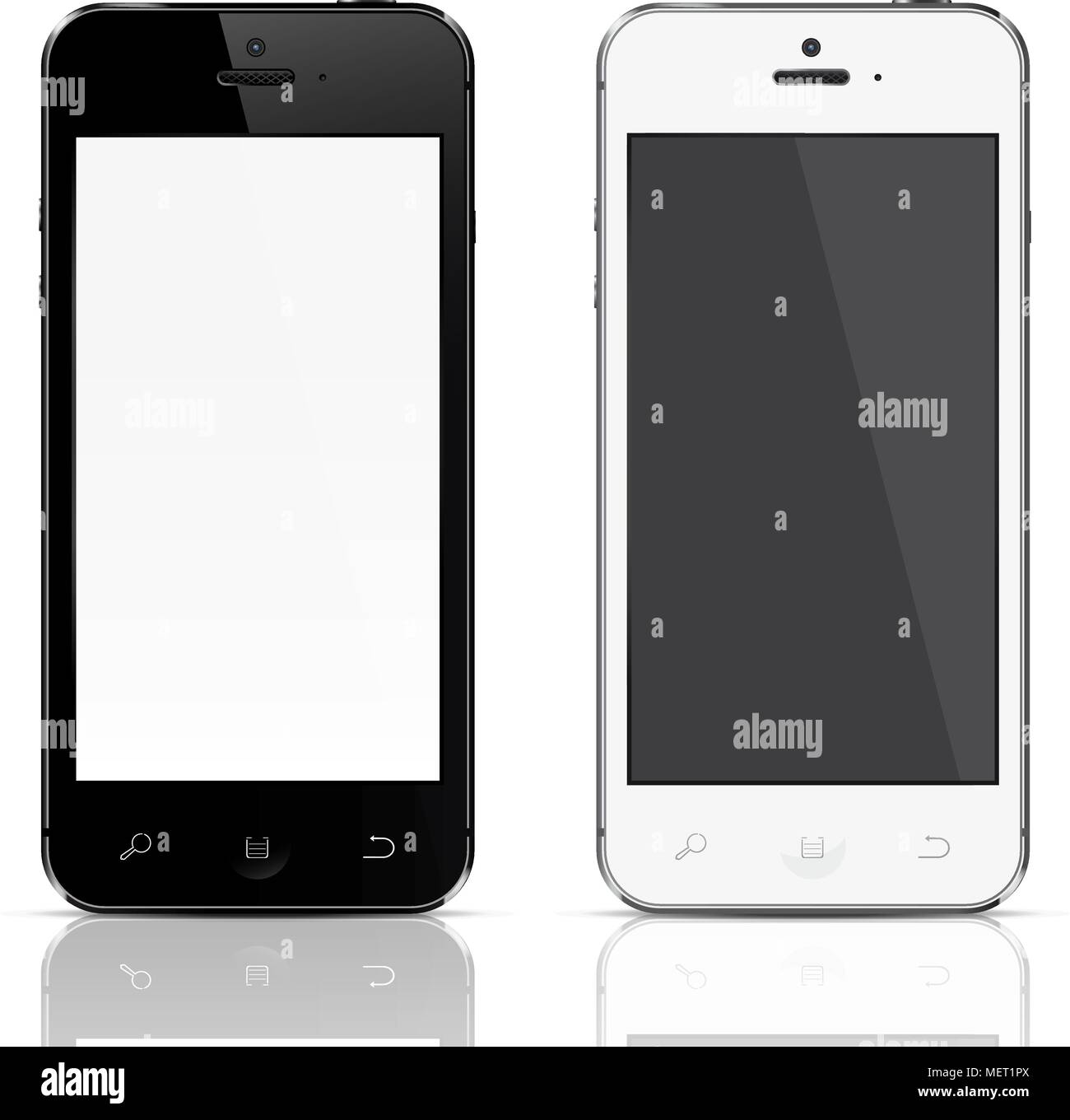 Mobile phones with reflection on white background Stock Vector Image ...