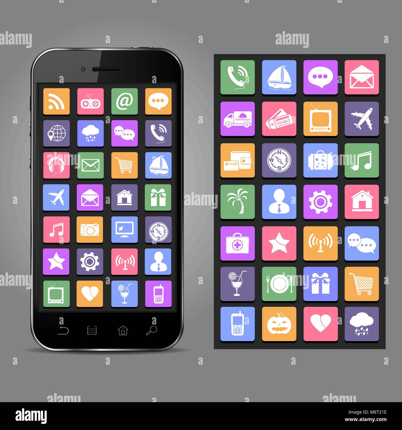 Touchscreen smartphone with application icons Stock Vector Image & Art - Alamy