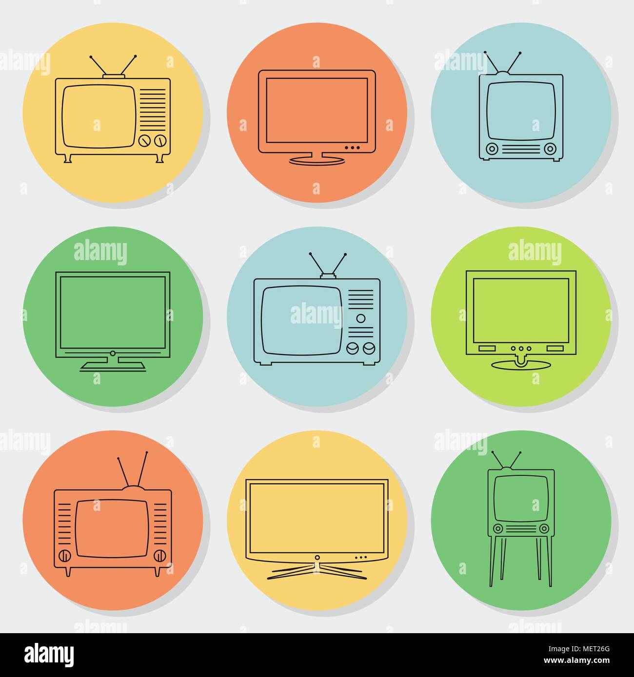 Tv icons flat design hi-res stock photography and images - Alamy