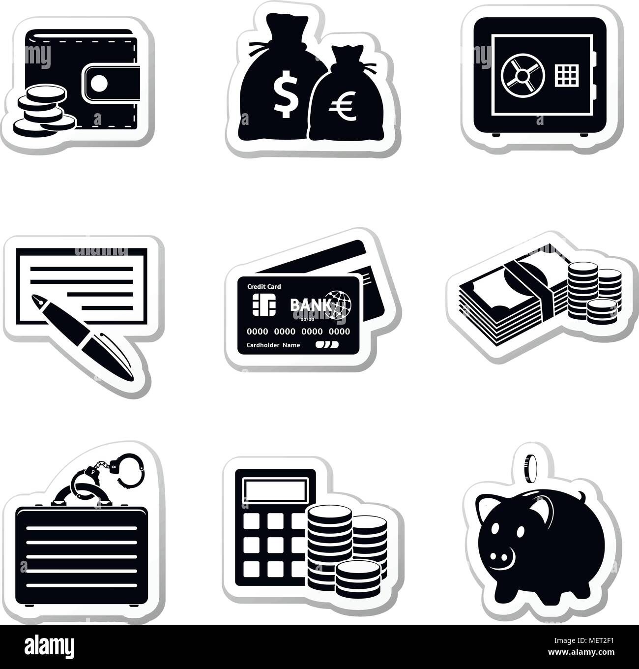 Money Icons Set, Vector Stickers Stock Vector Image & Art - Alamy