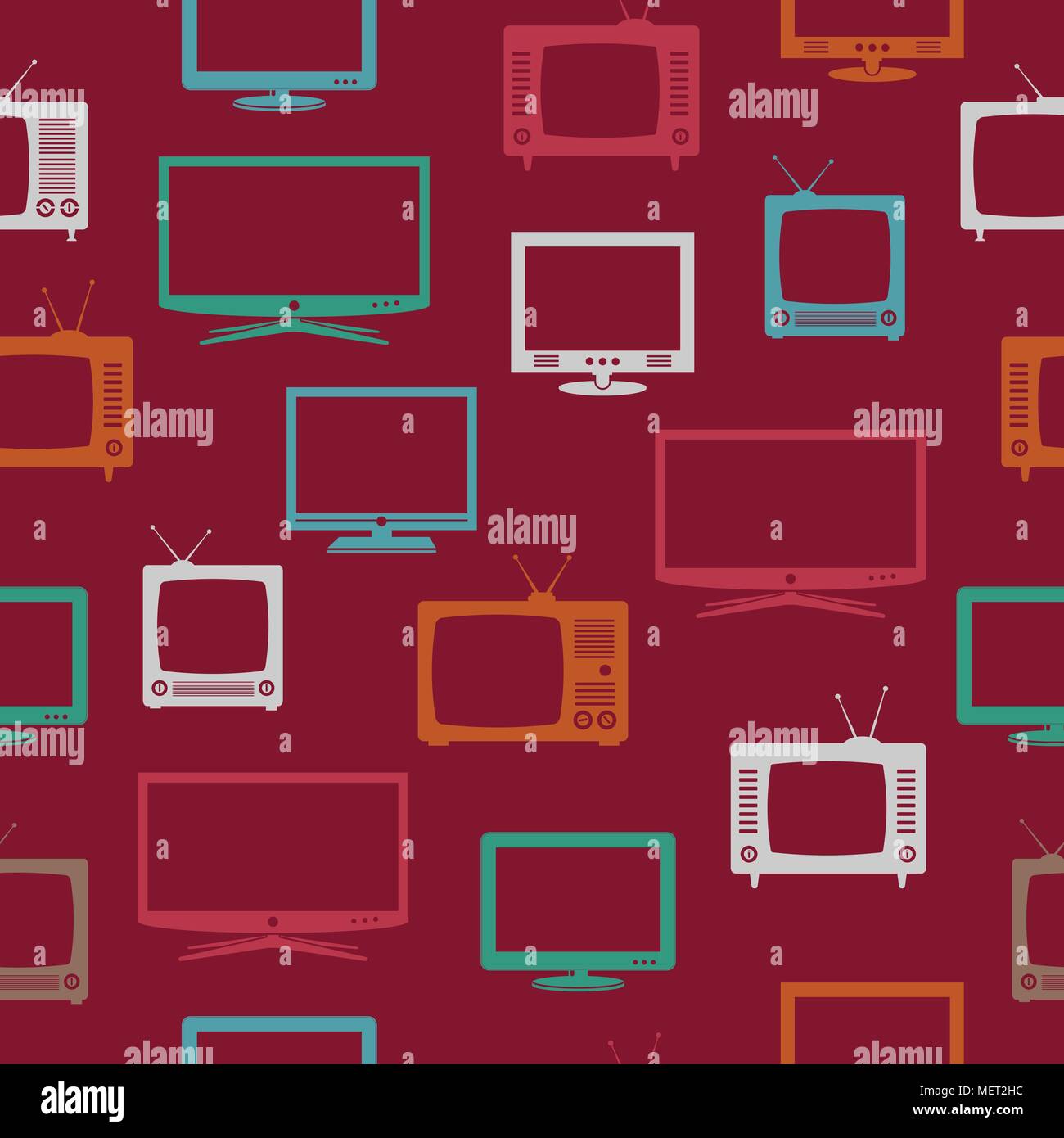 Seamless black white tv pattern hi-res stock photography and images - Alamy