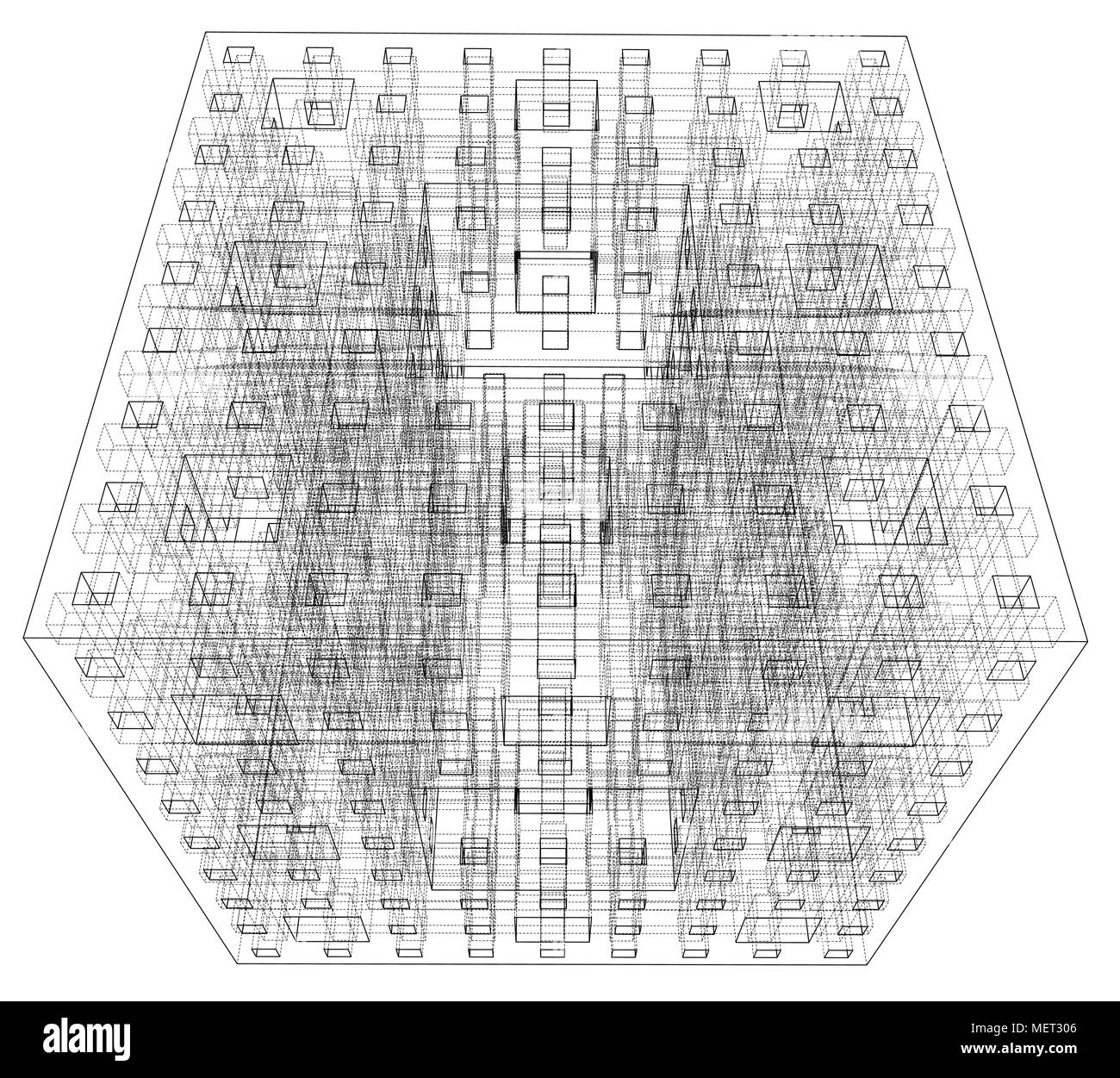 Abstract boxes outlined vector rendering of 3d Stock Vector Image & Art - Alamy