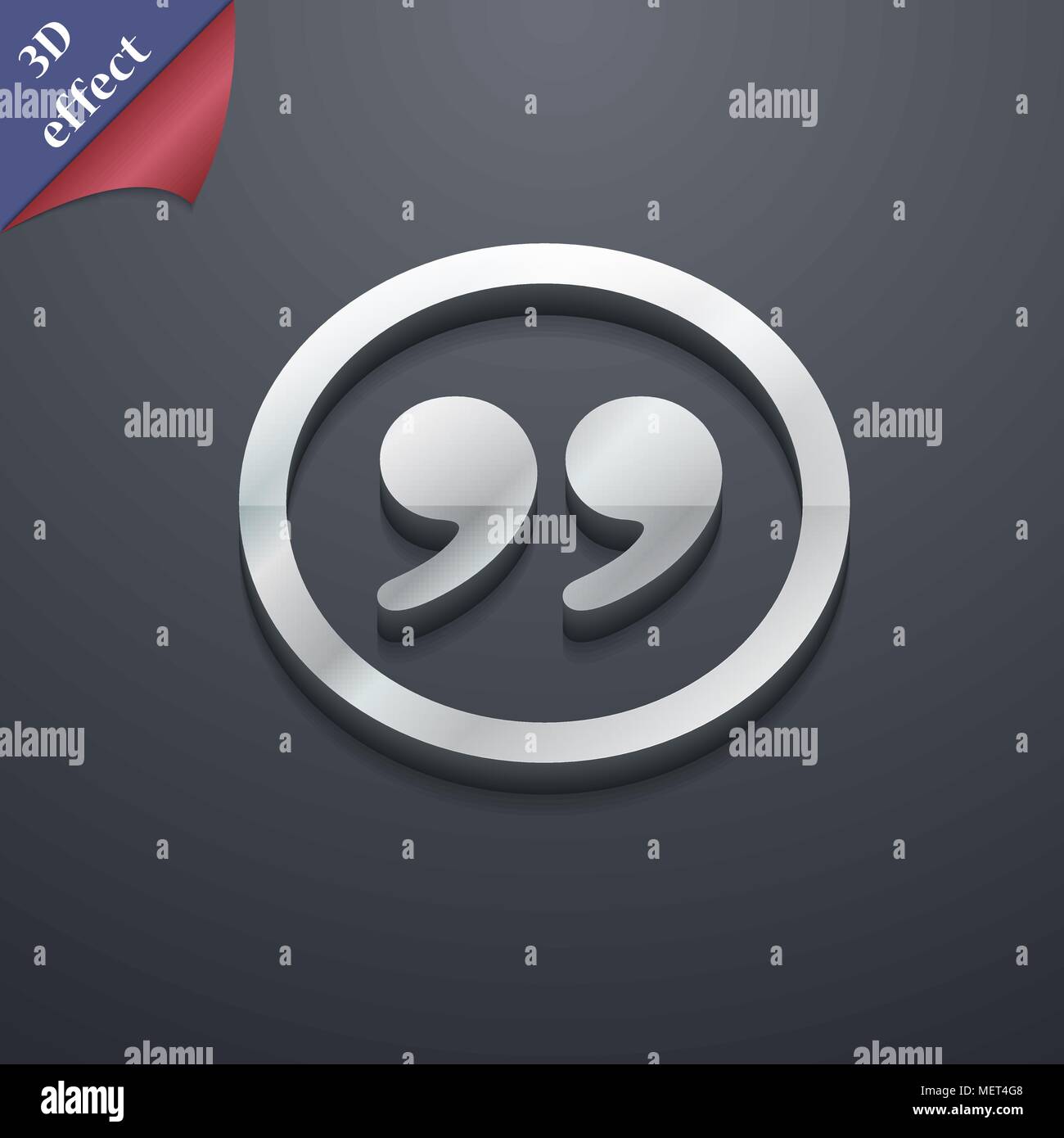Double quotes icon symbol. 3D style. Trendy, modern design with space ...
