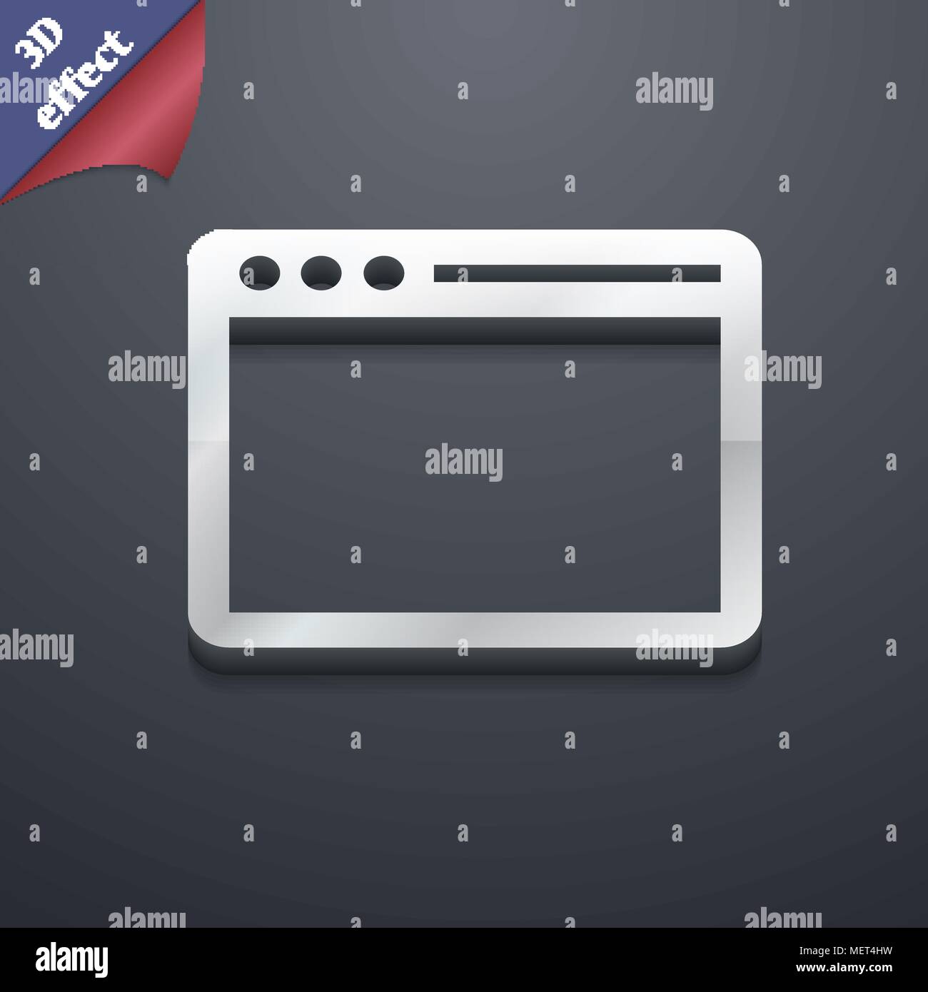 Simple Browser window icon symbol. 3D style. Trendy, modern design with ...