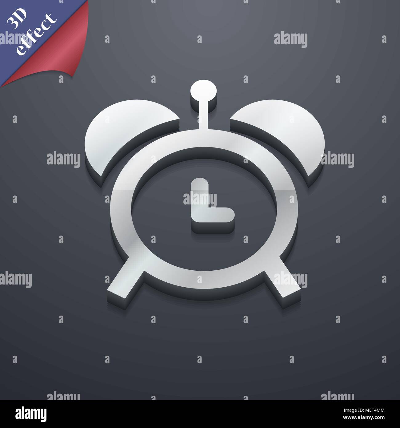 alarm clock icon symbol. 3D style. Trendy, modern design with space for ...