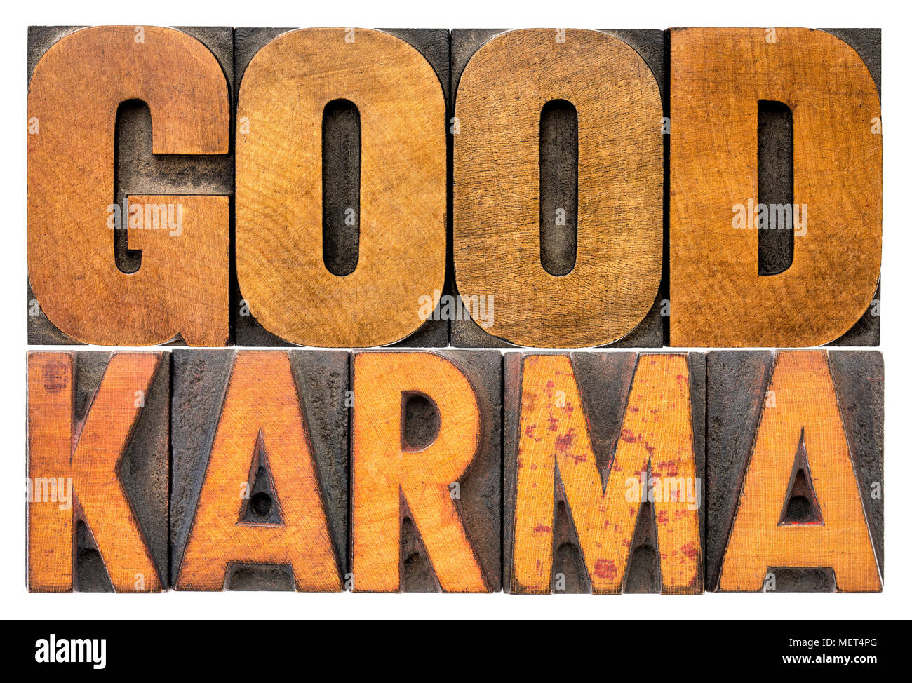 karma word abstract - isolated text in good letterpress wood type ...