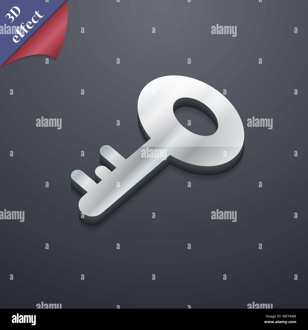 Key icon symbol. 3D style. Trendy, modern design with space for your ...