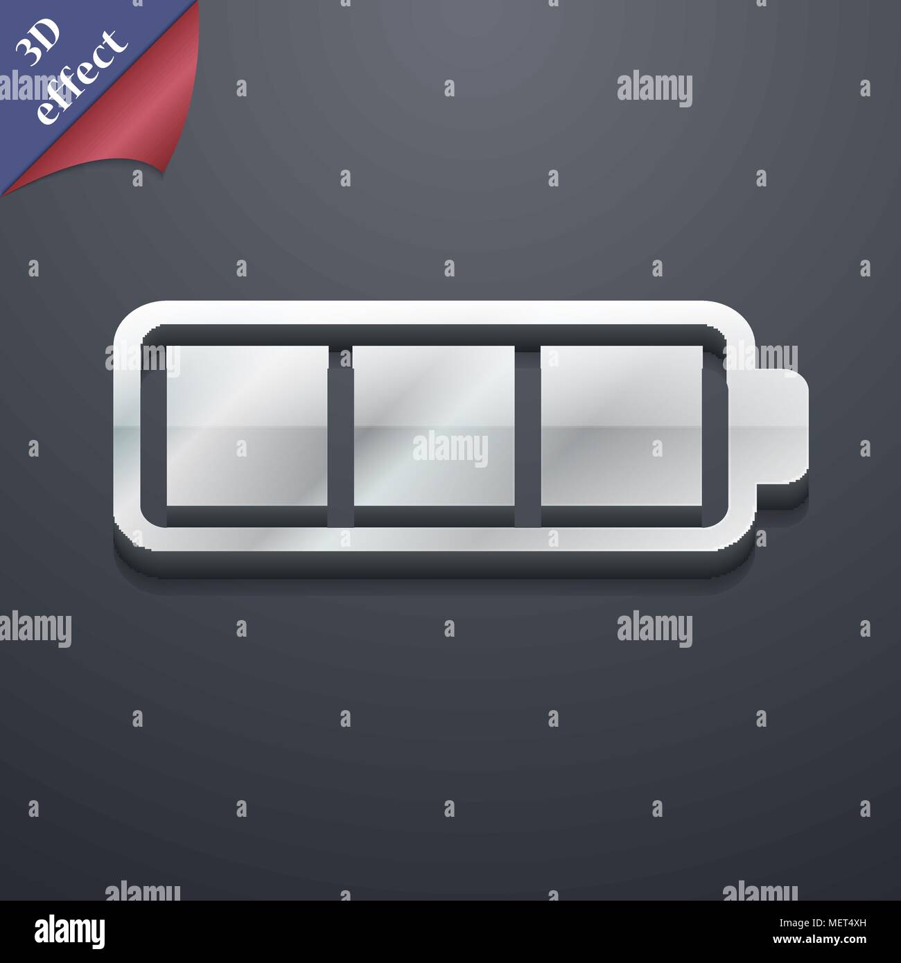 Battery fully charged icon symbol. 3D style. Trendy, modern design with ...