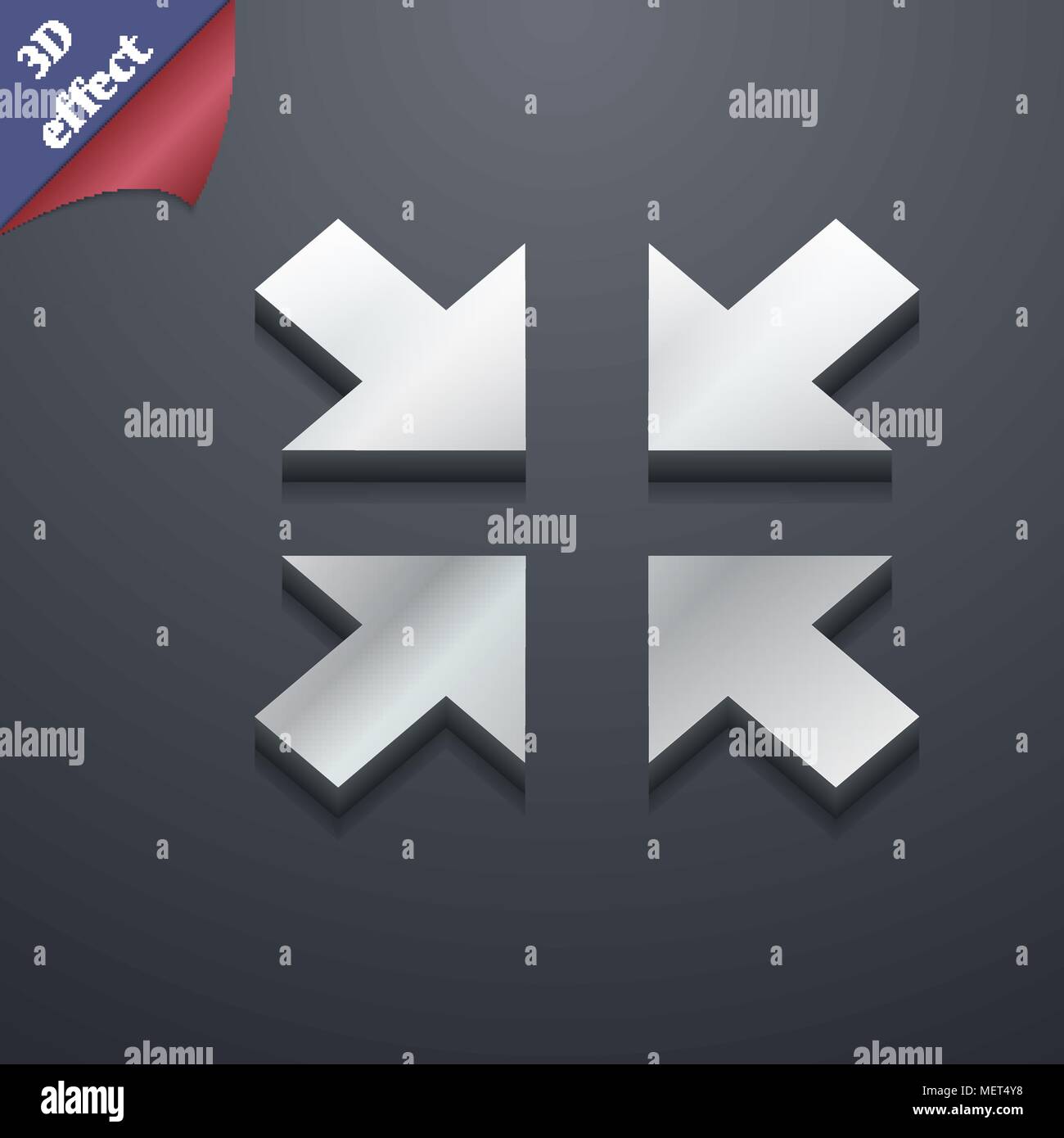 Exit full screen icon symbol. 3D style. Trendy, modern design with ...