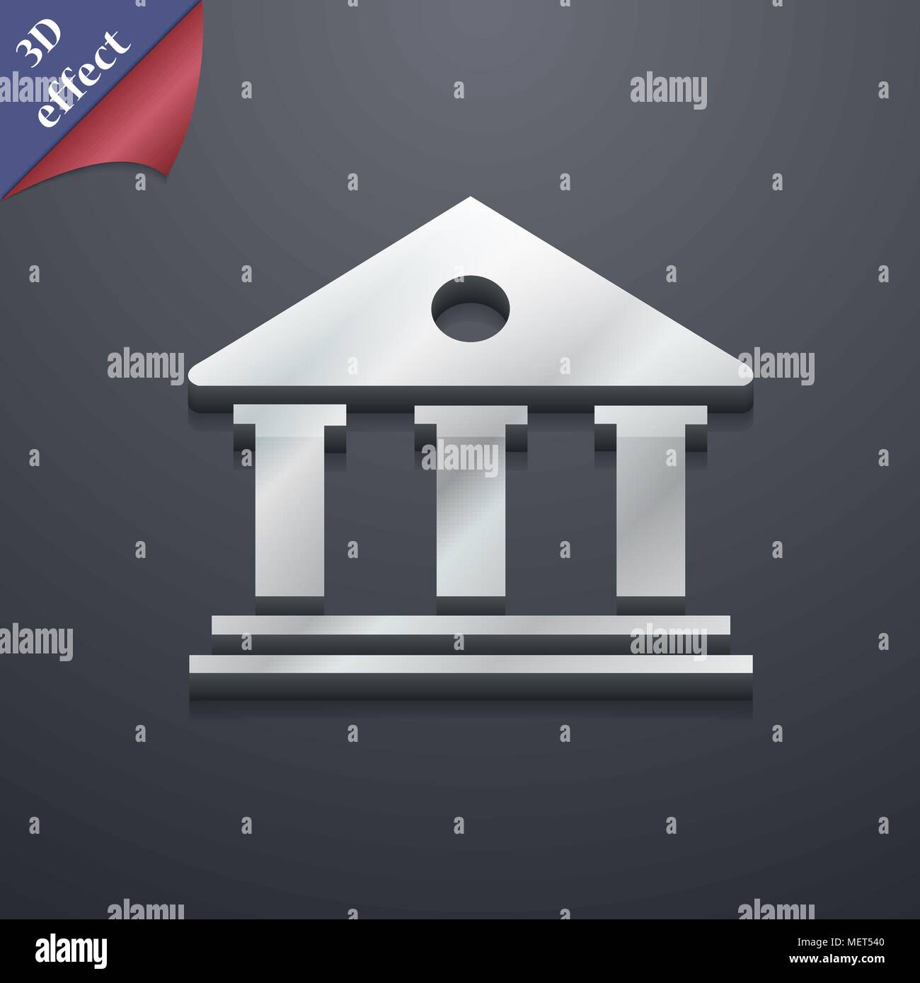 bank icon symbol. 3D style. Trendy, modern design with space for your ...