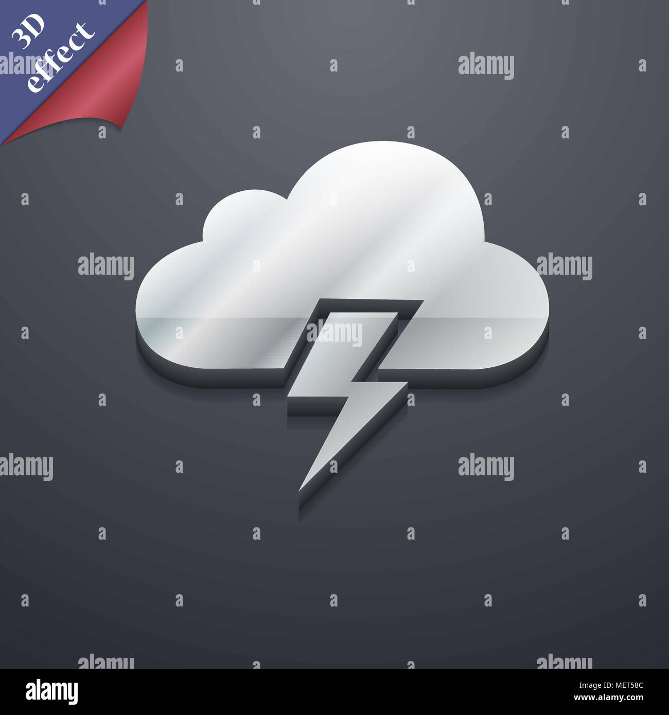 Heavy thunderstorm icon symbol. 3D style. Trendy, modern design with ...