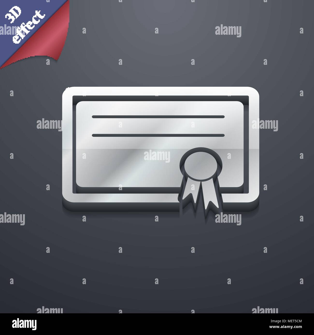 Certificate icon symbol. 3D style. Trendy, modern design with space for ...