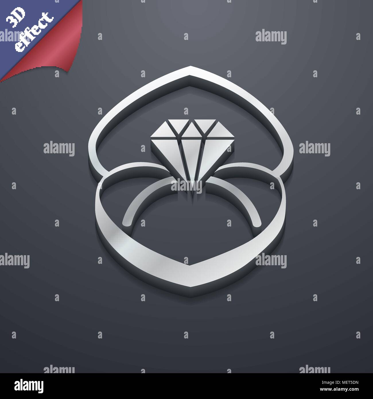 diamond ring icon symbol. 3D style. Trendy, modern design with space ...