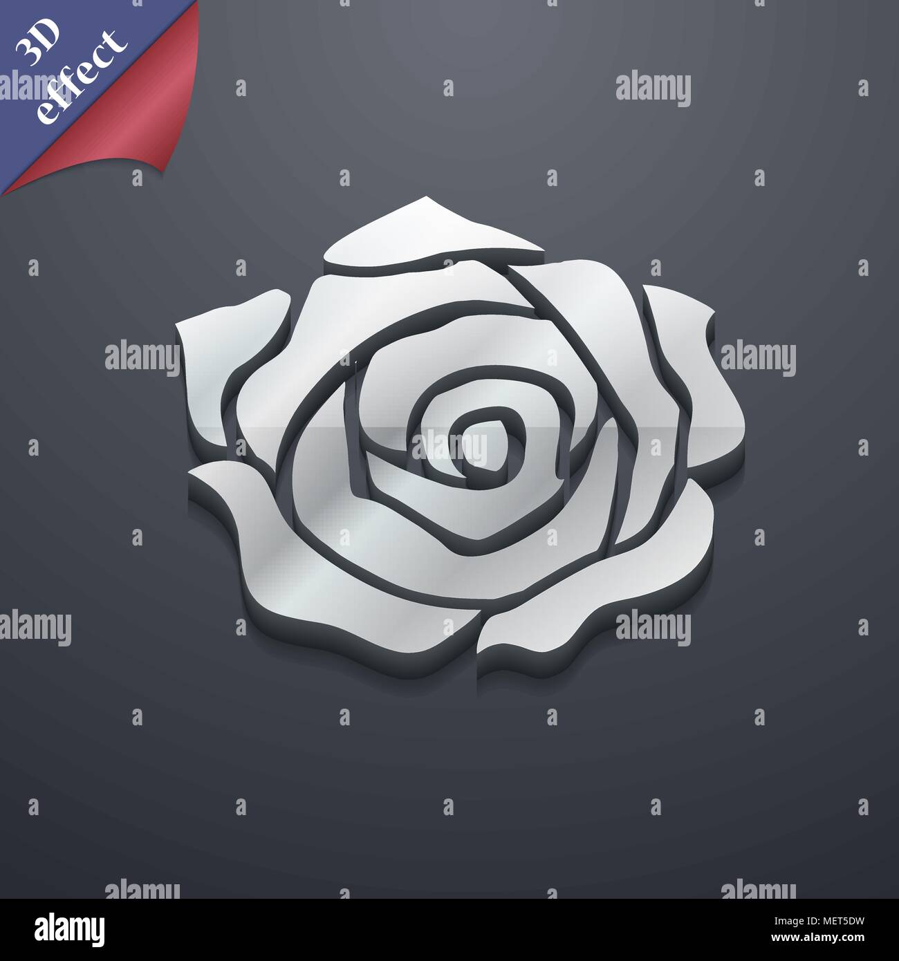rose icon symbol. 3D style. Trendy, modern design with space for your ...