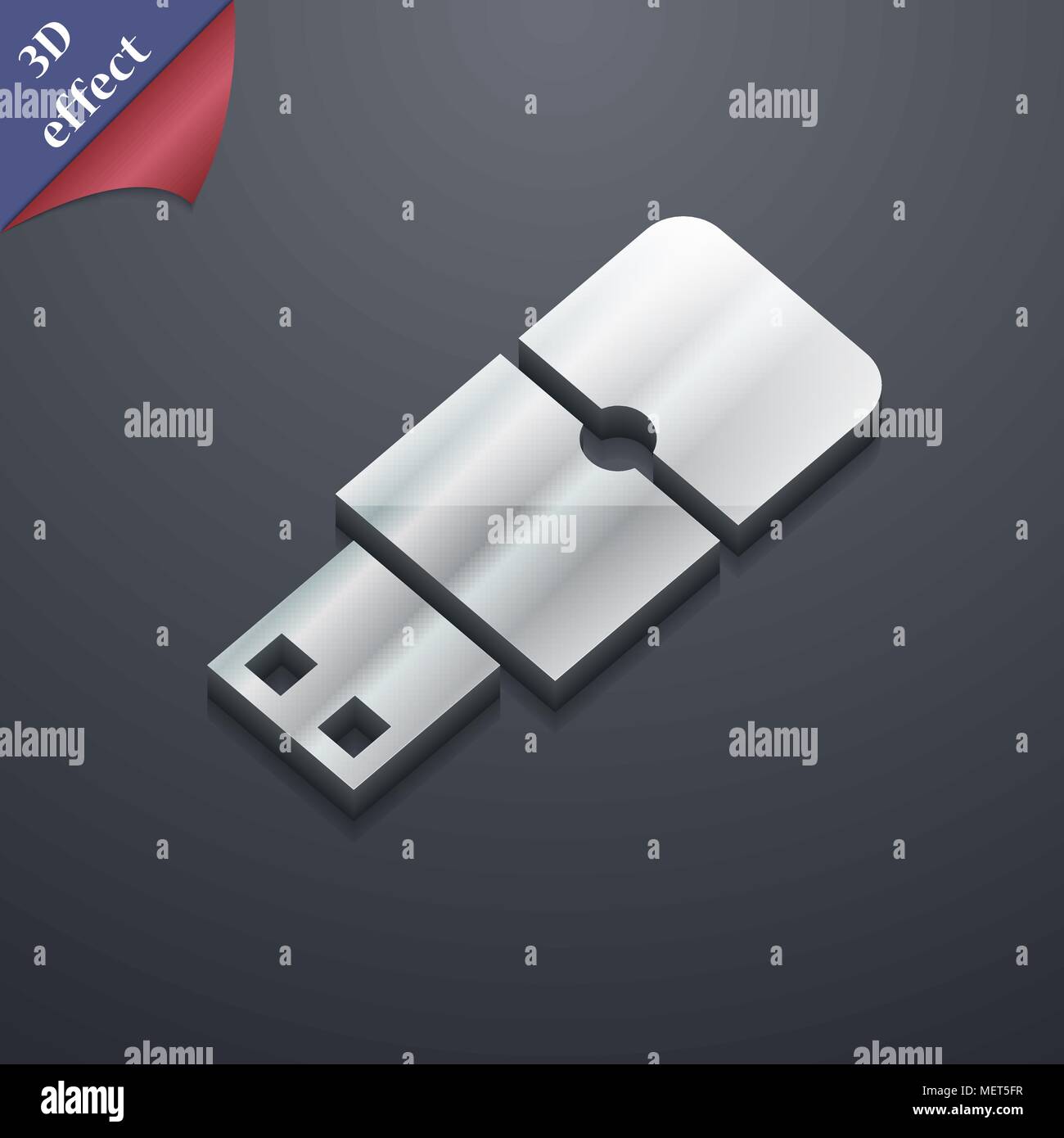 USB flash icon symbol. 3D style. Trendy, modern design with space for ...